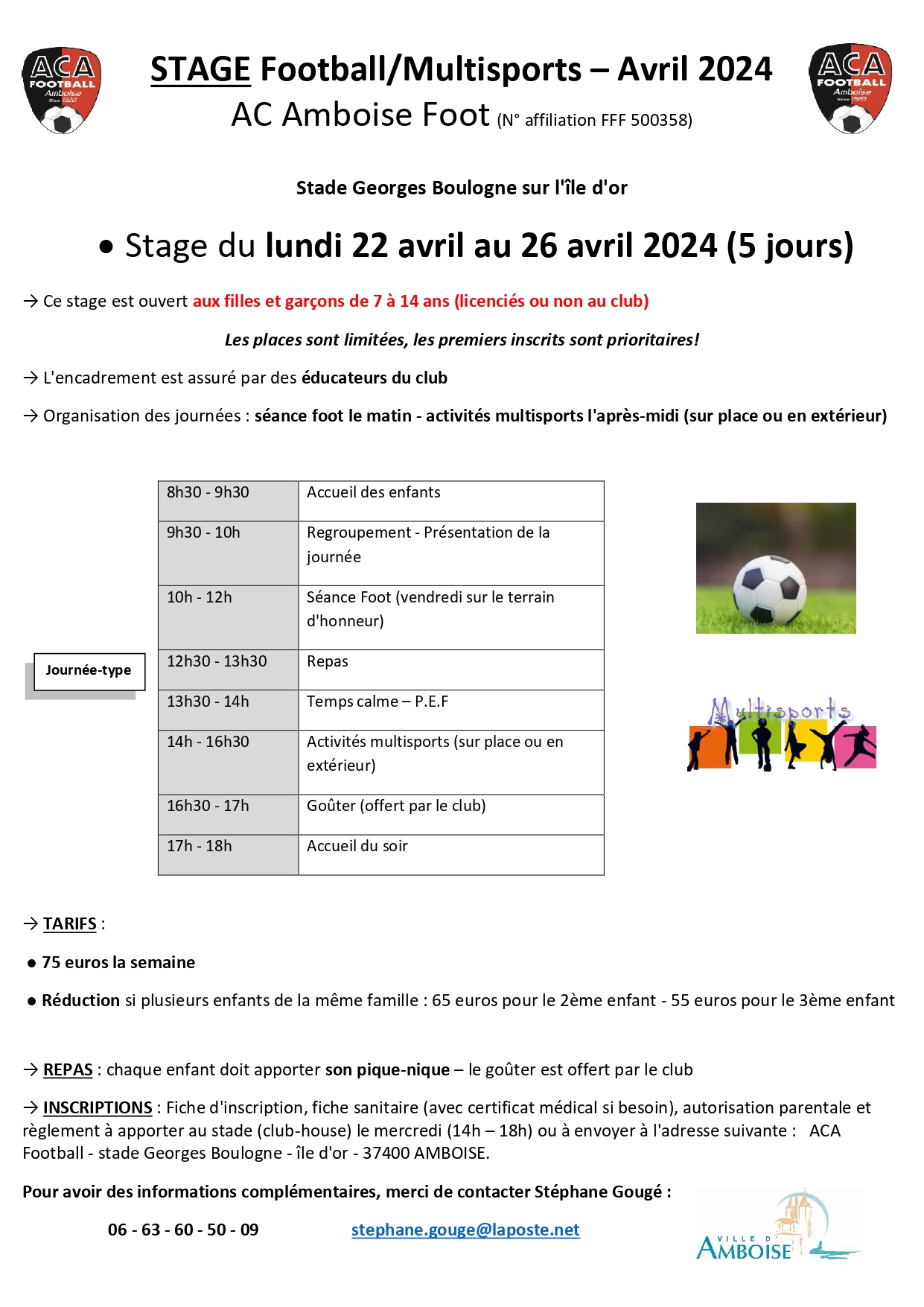 Stages football multisports - 2024 | Ville d'Amboise - Site officiel